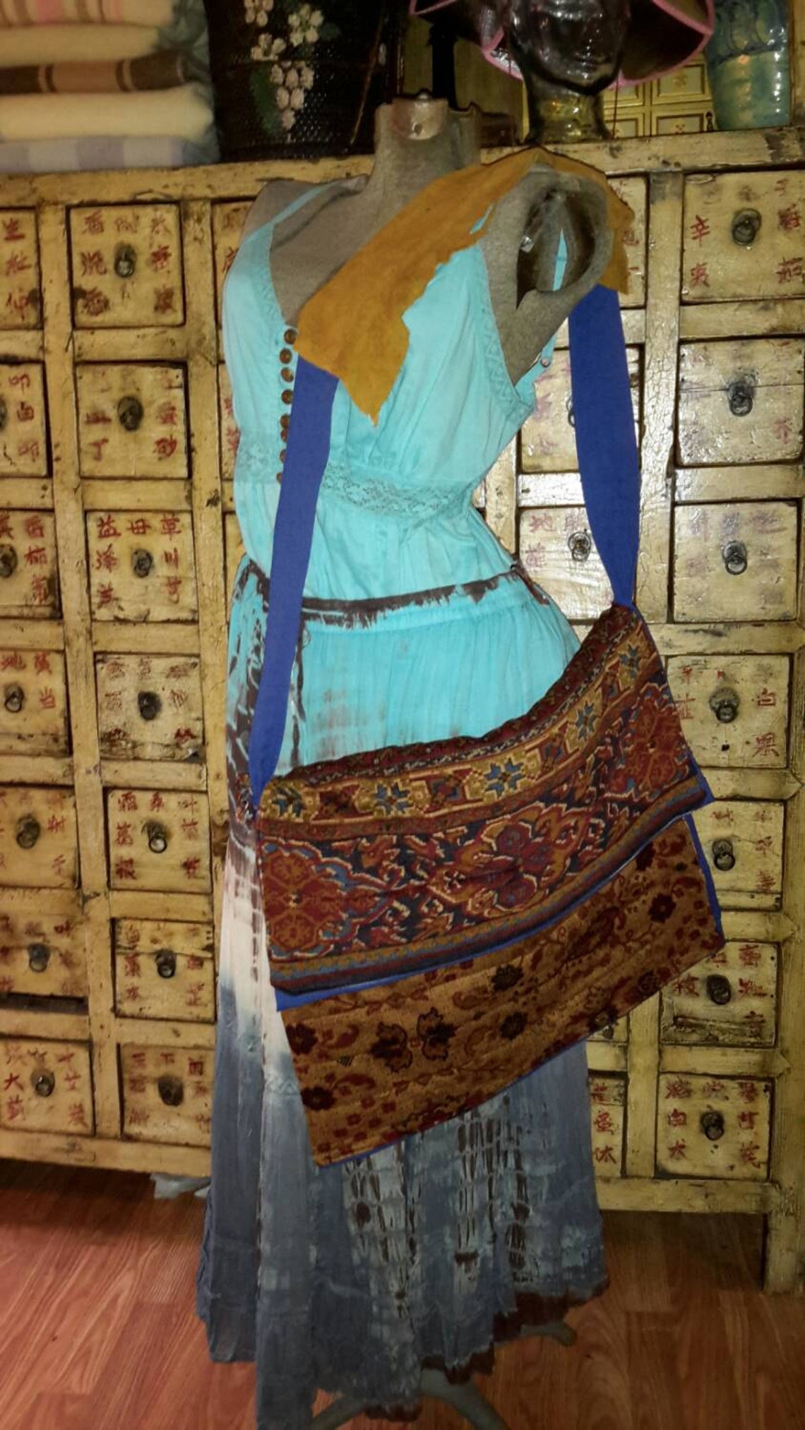 Carpet Messenger Bag Leather Accent Over Shoulder Cross Body Weekender ...