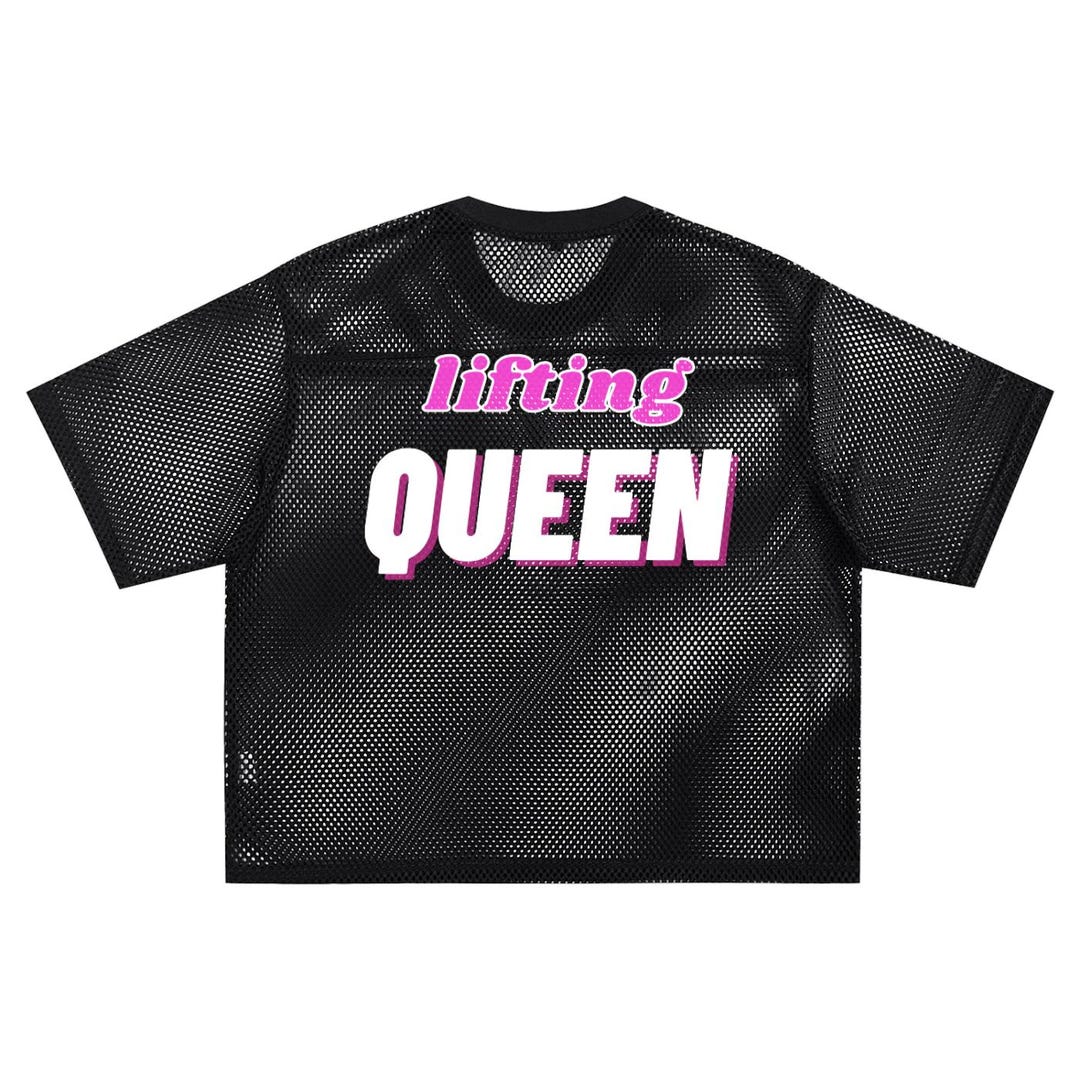 See-through Boxy Net T-shirt "lifting Queen" on the Back - Etsy