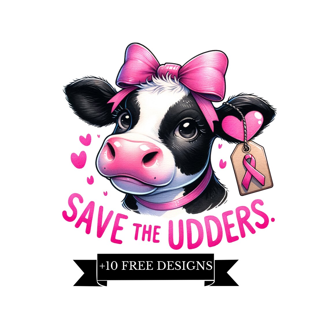 Save the Udders Png, Breast Cancer Awareness Png, Cancer Clipart, Cow ...