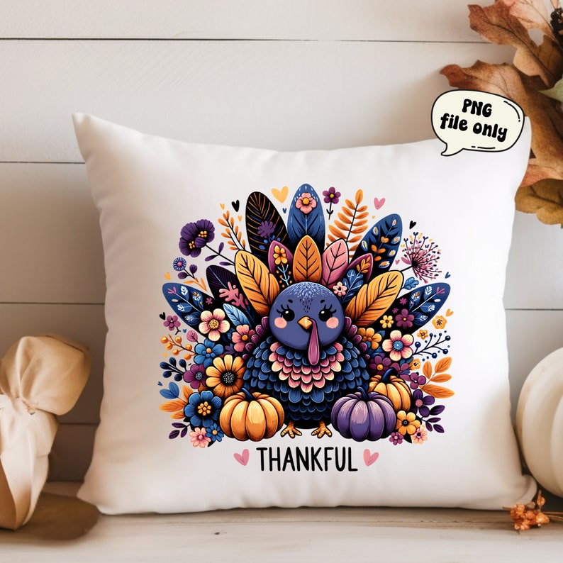 Boho Turkey Clipart, Thankful Turkey PNG Graphic, Transparent ...