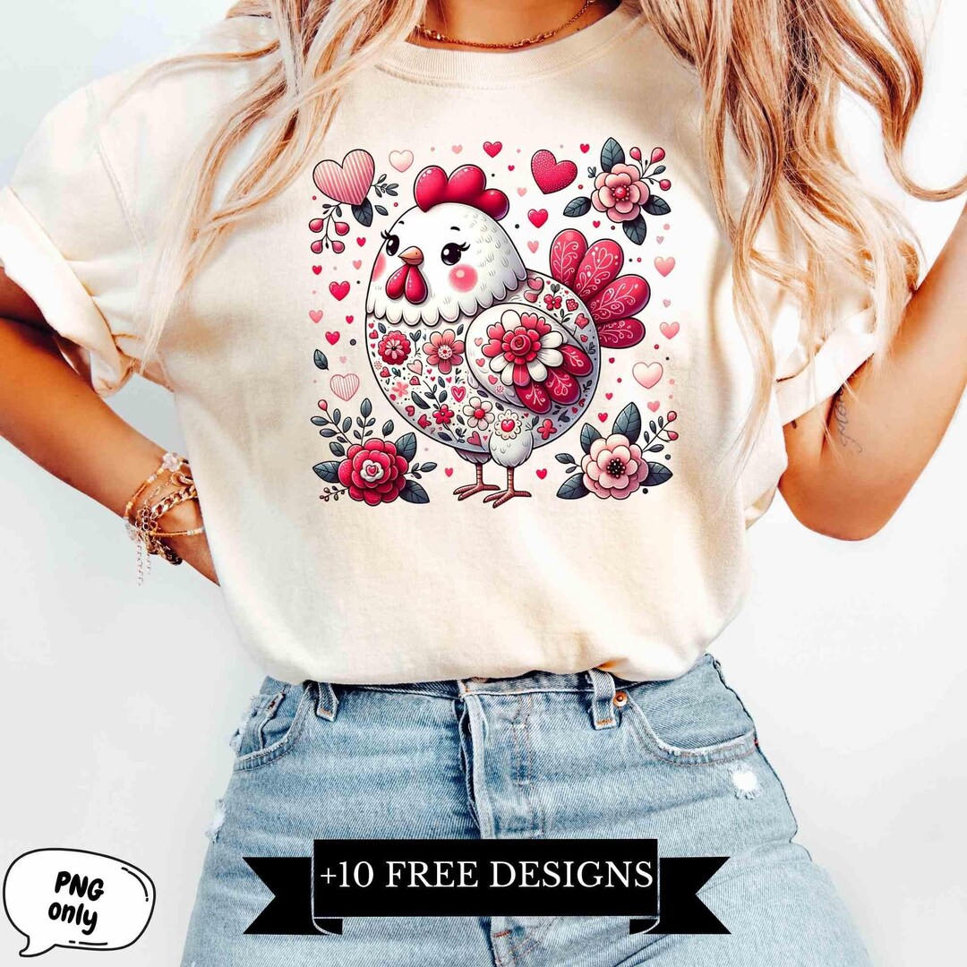Floral Chicken Valentine Png, Valentine Chicken Png, Valentine Png ...