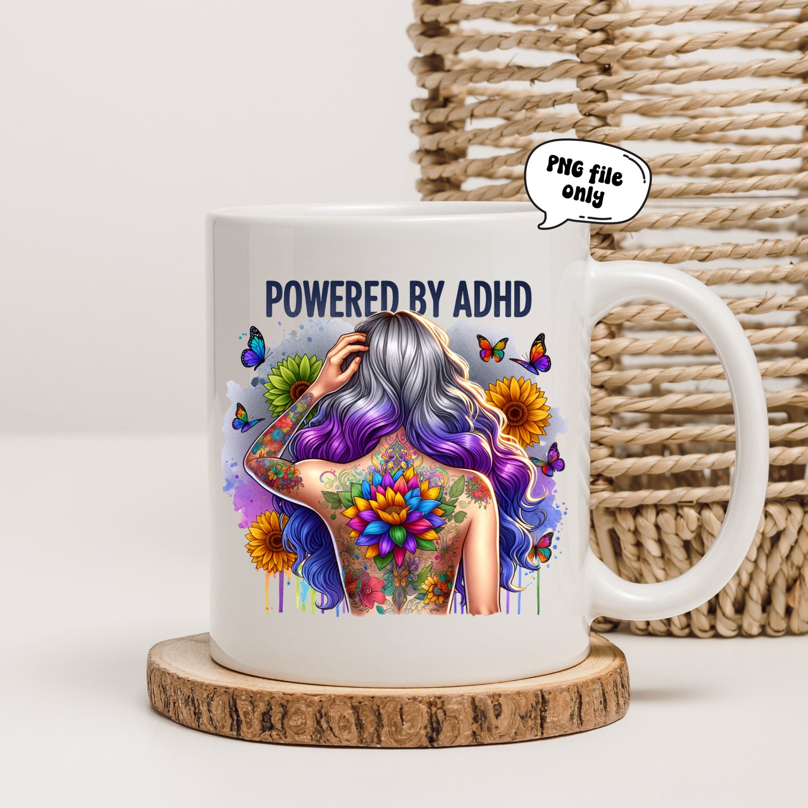 Powered by ADHD Awareness Png, Neurodivergent PNG, Sublimation Design ...