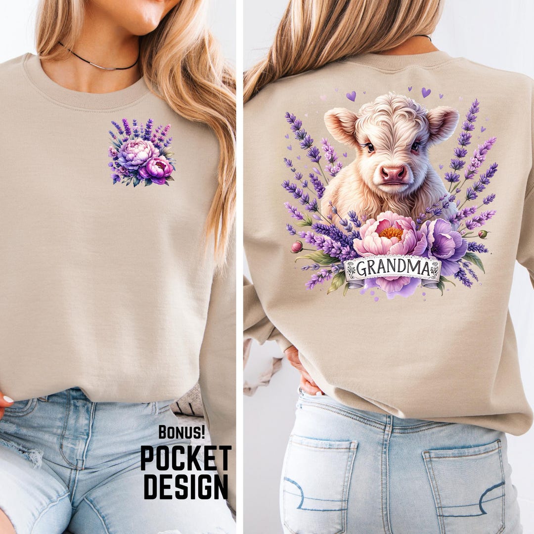 Grandma Highland Cow Png, Cowhide Png, Cute Grandma Cow Sublimation ...