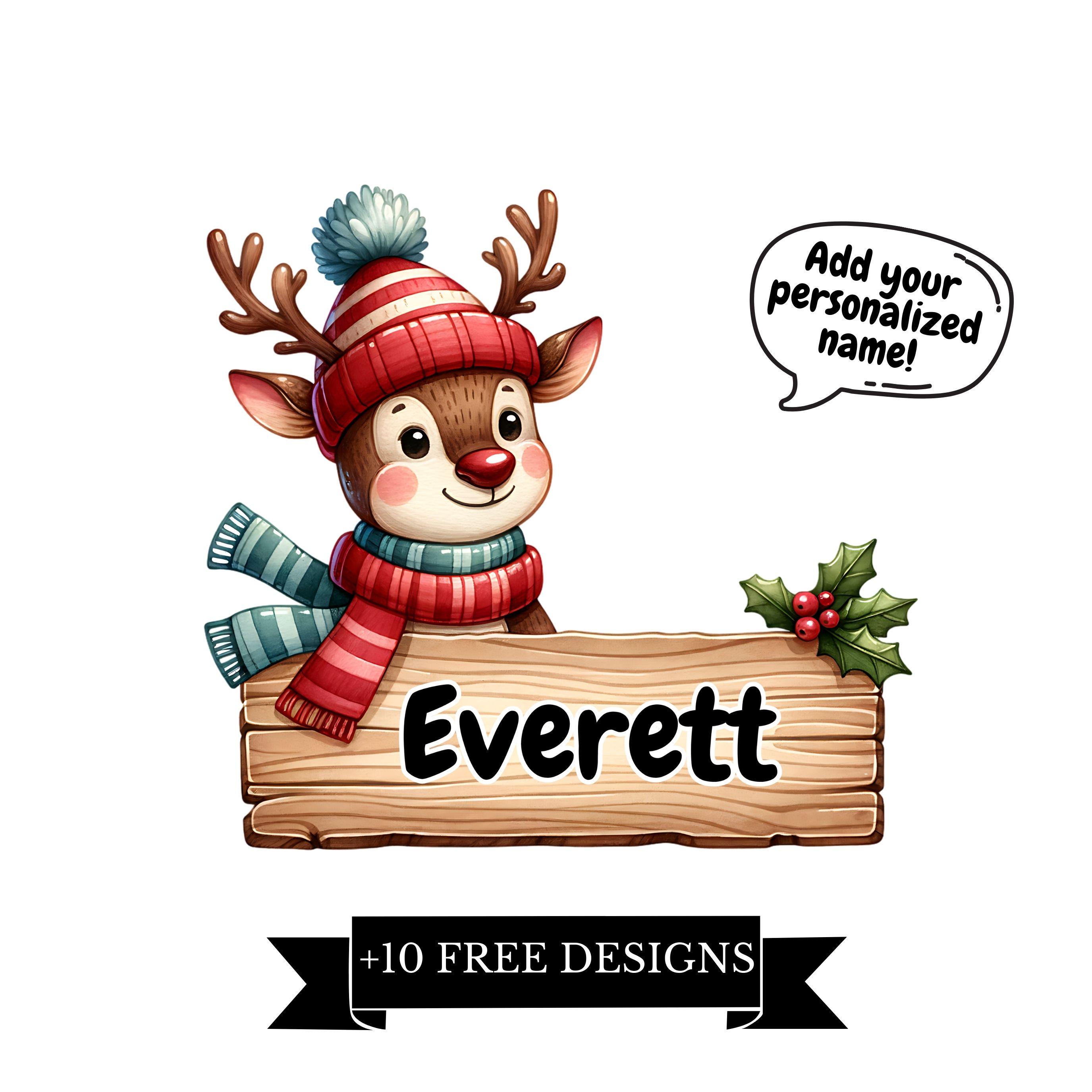 EDITABLE Christmas Name Holder PNG, Includes Canva Template, Add Your ...