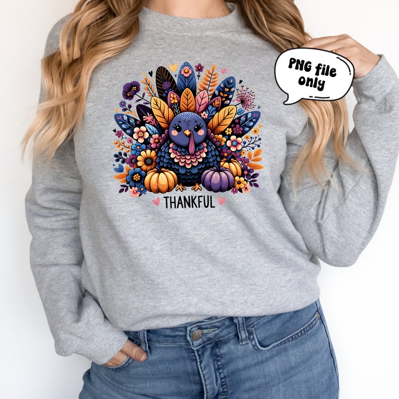 Boho Turkey Clipart, Thankful Turkey PNG Graphic, Transparent ...