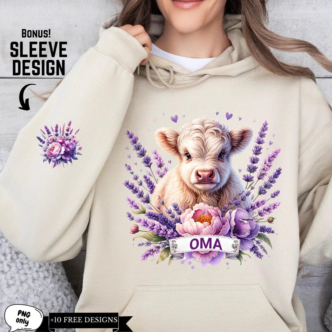 Oma Highland Cow Png, Cowhide Png, Cute Grandma Cow Sublimation Design ...