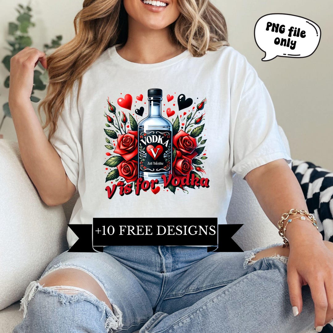 V is for Vodka Anti Valentine Png, Trendy Valentine Png, Funny Drinking ...