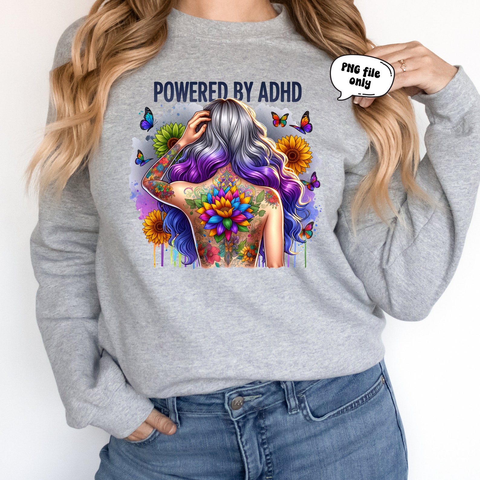 Powered by ADHD Awareness Png, Neurodivergent PNG, Sublimation Design ...