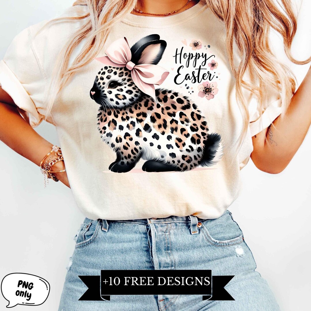 Cute Easter Bunny Png, Coquette Easter, Leopard Print Easter Bunny Png ...