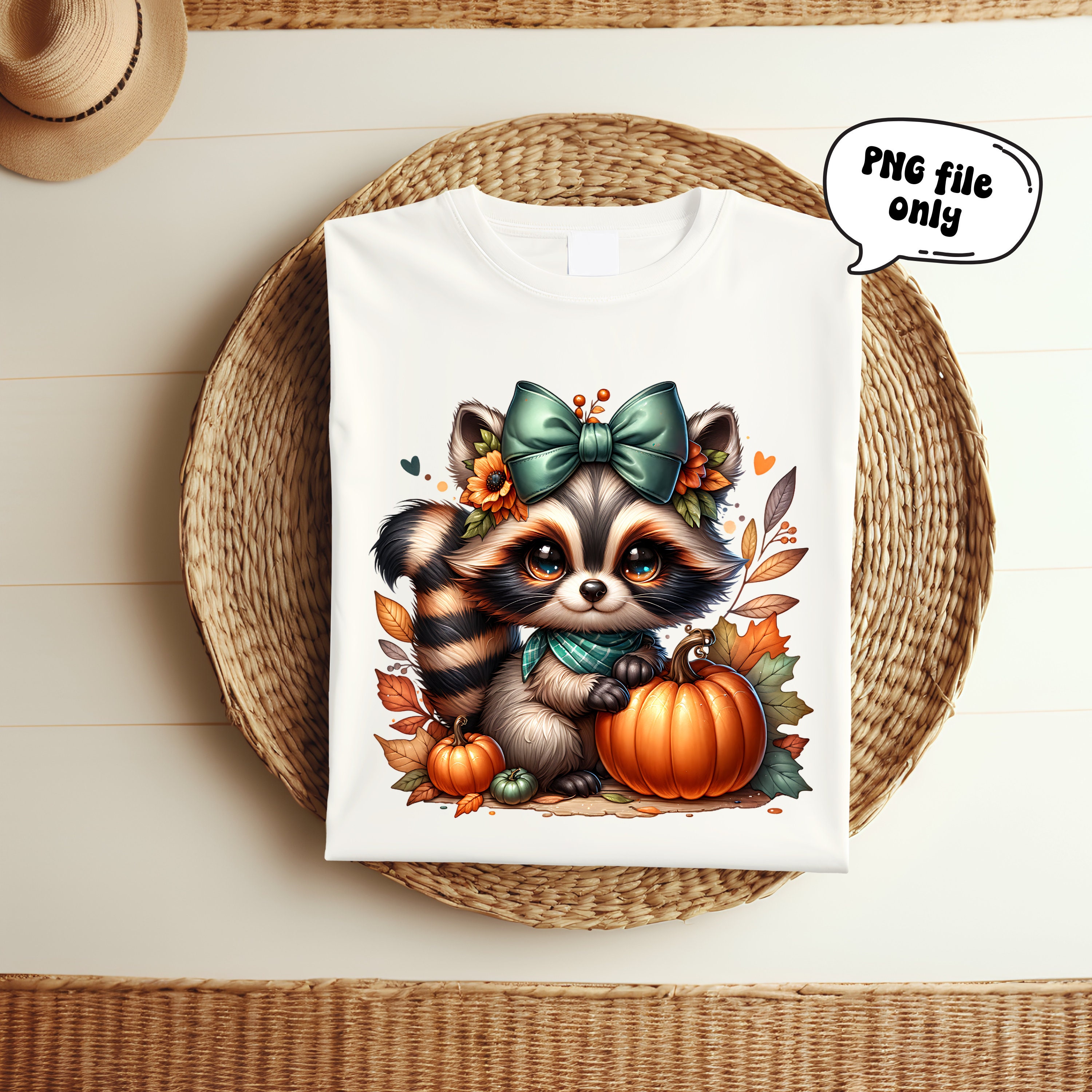 Fall Racoon Clipart Bundle, Racoon PNG Graphics, Set of 10, Transparent ...
