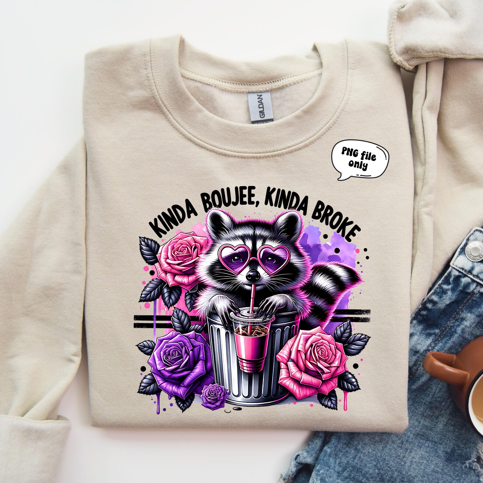 Kinda Boujee, Kinda Broke Raccoon PNG, Trendy Racoon PNG, Feral Girl ...