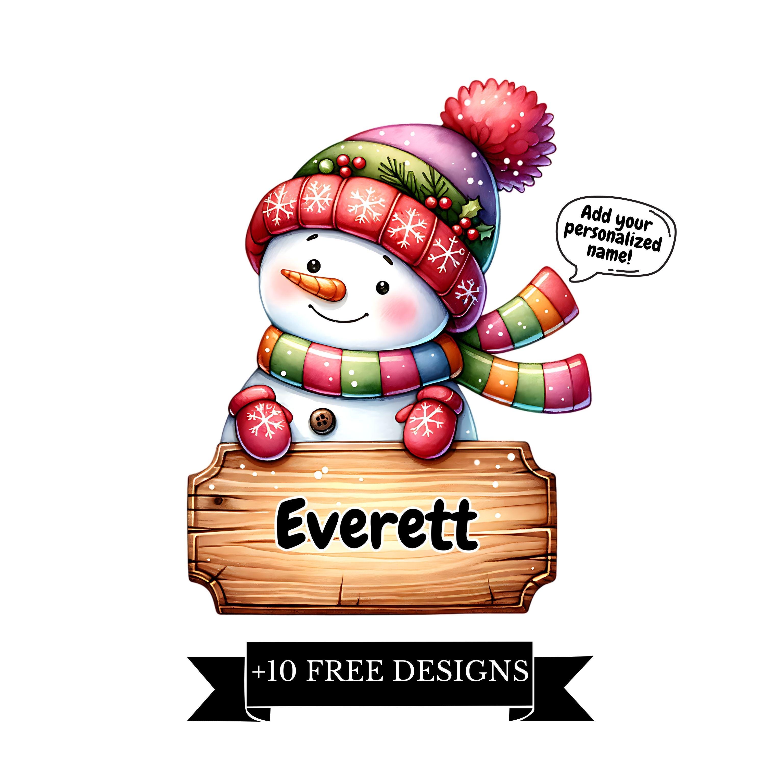 EDITABLE Snowman Name Holder PNG, Includes Canva Template, Make Your ...
