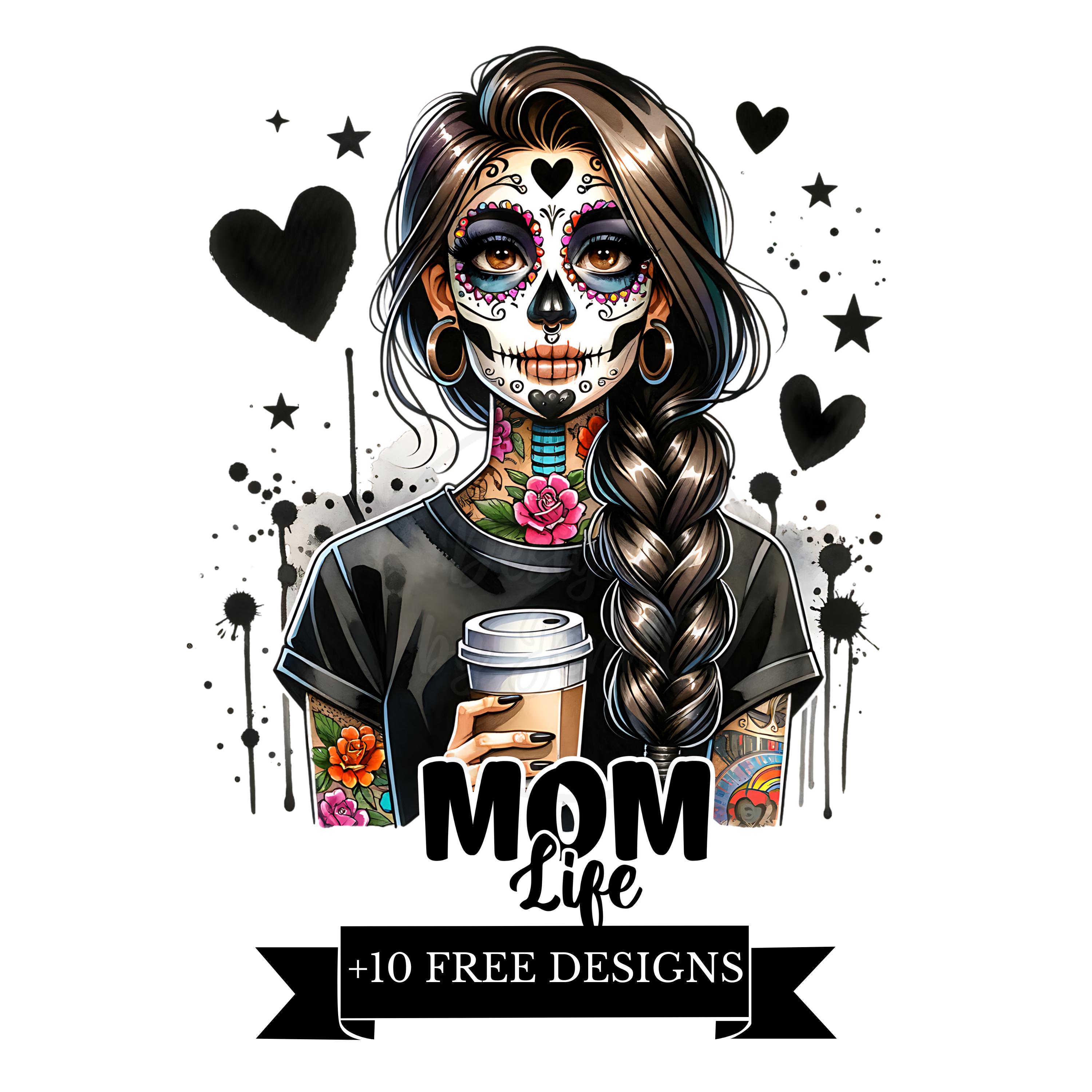 Mom Life Skeleton PNG, Mom Tattoos PNG, Latte Png, Woman Skeleton ...