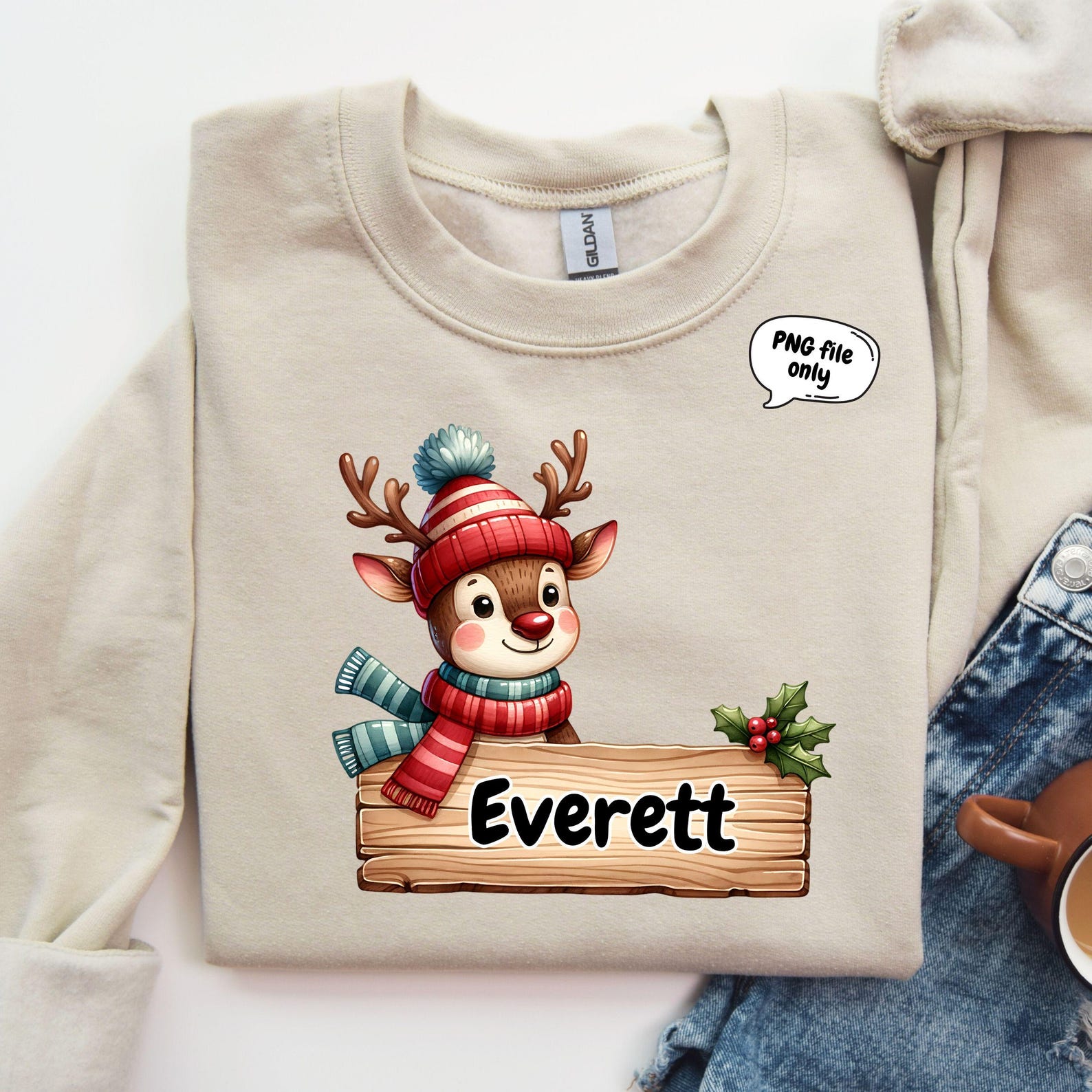 EDITABLE Christmas Name Holder PNG, Includes Canva Template, Add Your ...