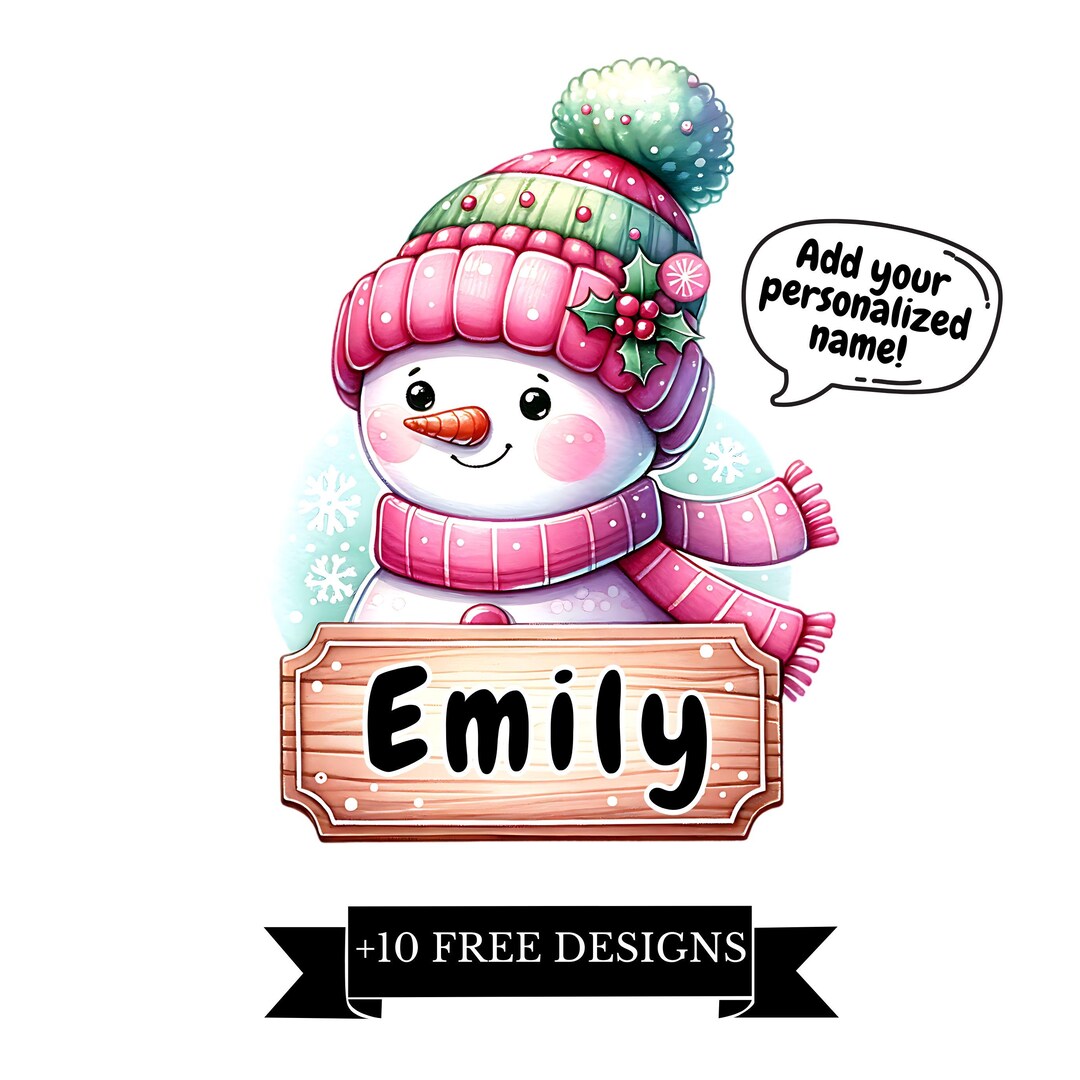 EDITABLE Snowman Name Holder PNG, Includes Canva Template, Make Your ...