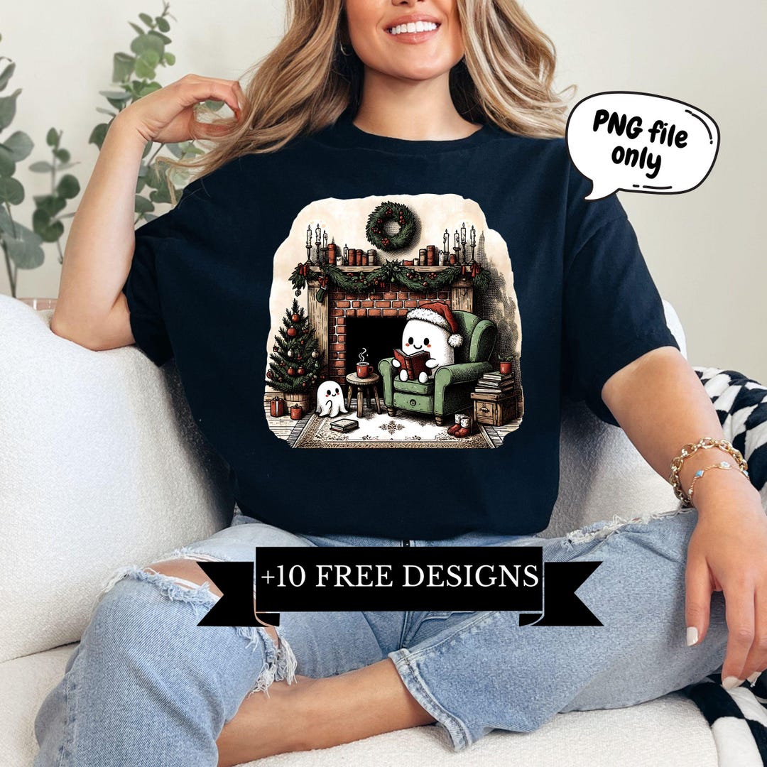 Christmas Reading Ghost Clipart, Ghost Reading PNG, Book Lover ...