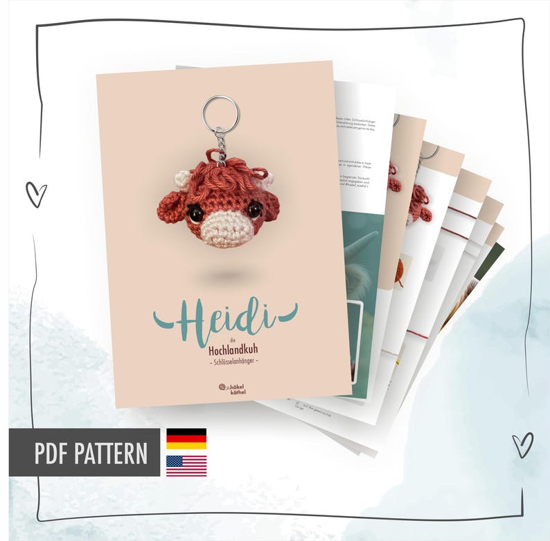 Heidi the Highland Cow / Highland Cattle - Keychain - Crochet Pattern ...