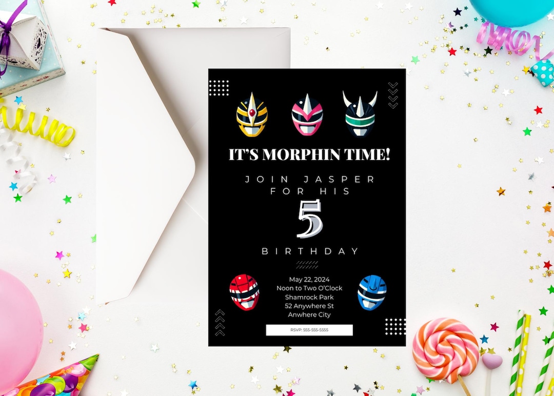 Power Rangers Birthday Invitation (customized) - Etsy