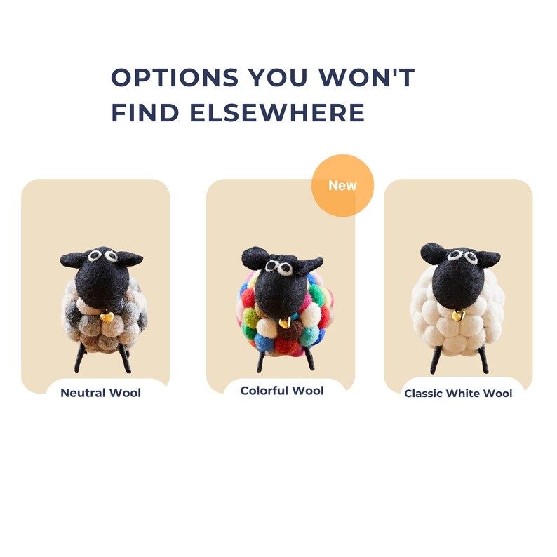 Textile Sheep Needle Felted Wool Sheep Ornament Handmade Boho Decor for ...