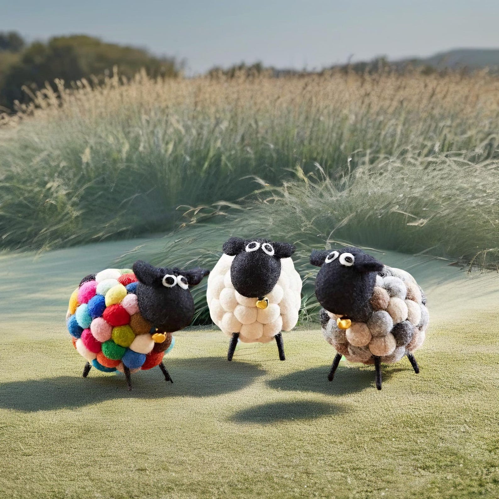 Textile Sheep Needle Felted Wool Sheep Ornament Handmade Boho Decor for ...