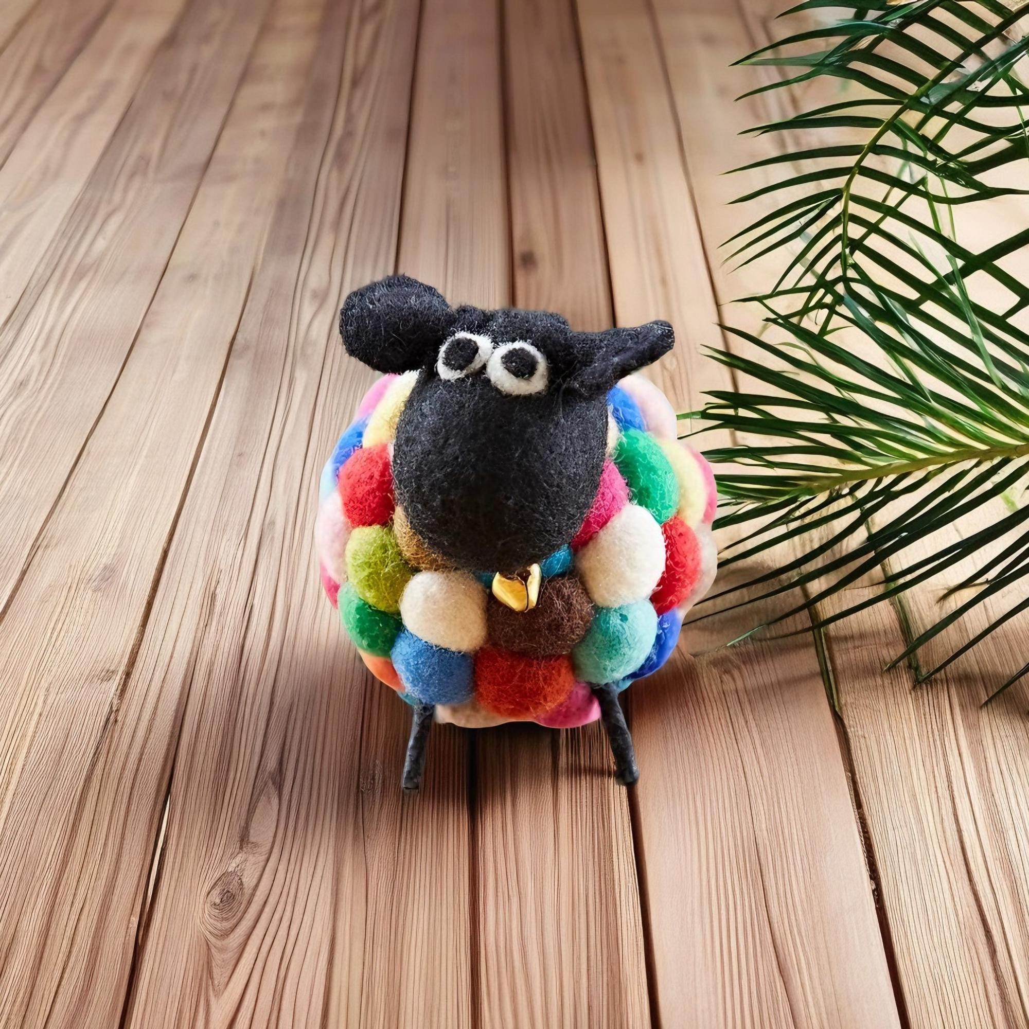Textile Sheep Needle Felted Wool Sheep Ornament Handmade Boho Decor for ...