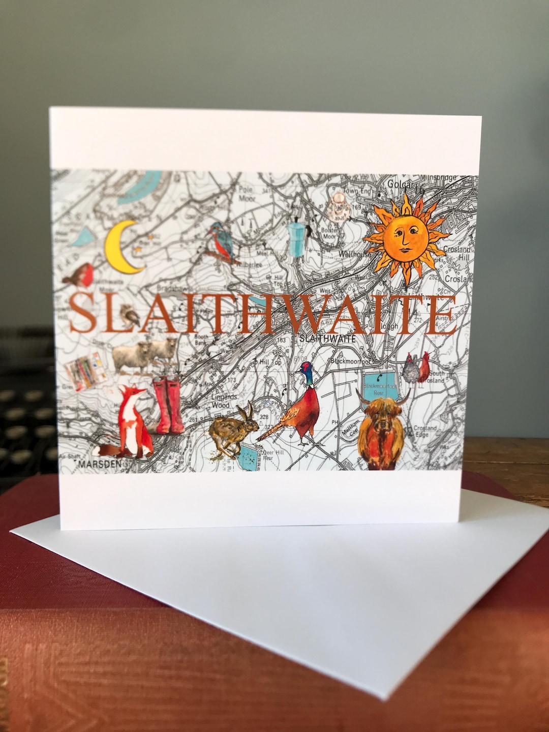 Slaithwaite Map Card - Blank for Your Message - Etsy