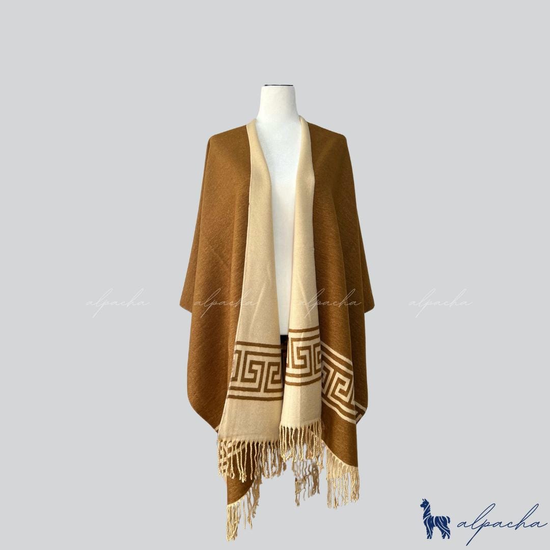 Reversible Ruana - Peruvian Shawl Cape Made of Baby Alpaca Wool - Etsy