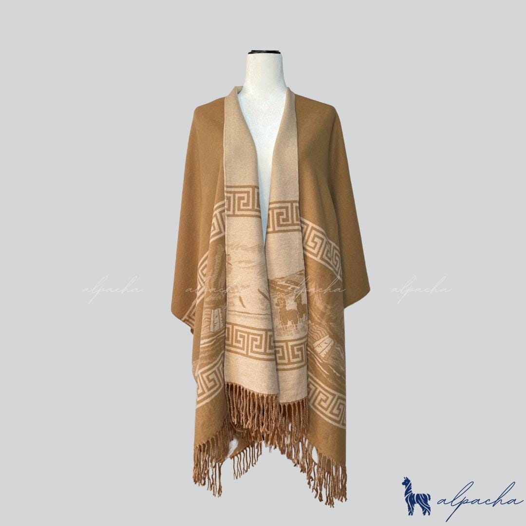 Reversible Ruana - Peruvian Shawl Cape Made of Baby Alpaca Wool - Etsy