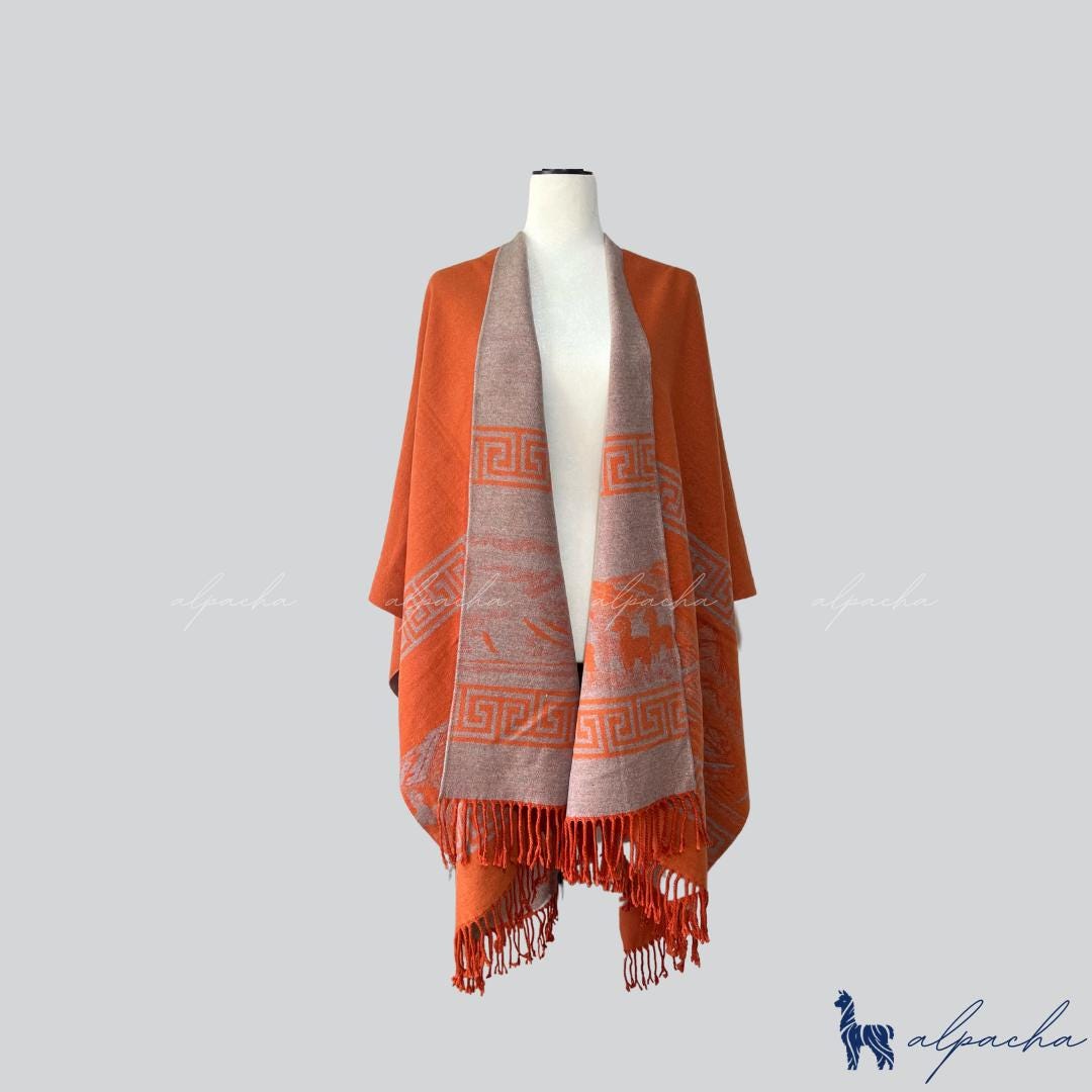 Reversible Ruana Peruvian Shawl Cape Made of Baby Alpaca Wool - Etsy