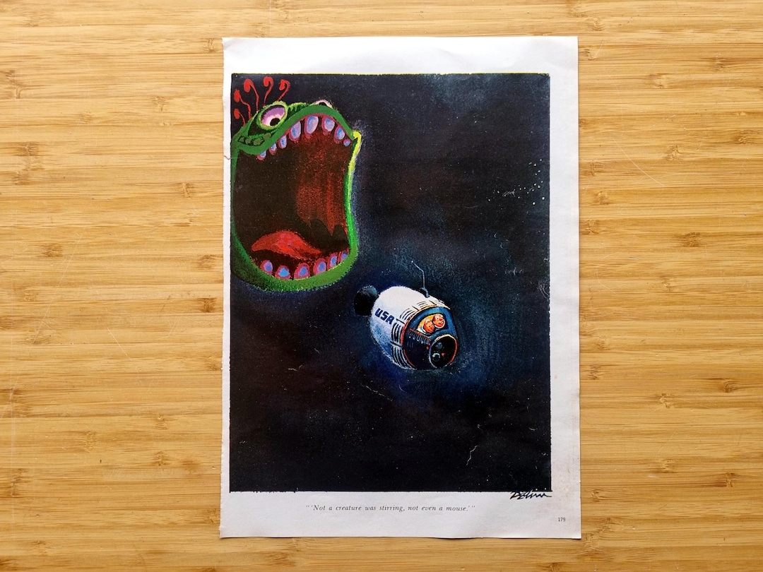 Vintage Cartoon Art Print, Eldon Dedini Space Capsule Monster, 1960s ...