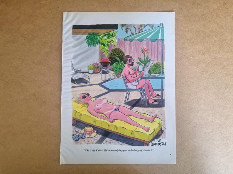 John Dempsey Poolside Cartoon, Vintage Mens Mag Humor, Magazine Page ...