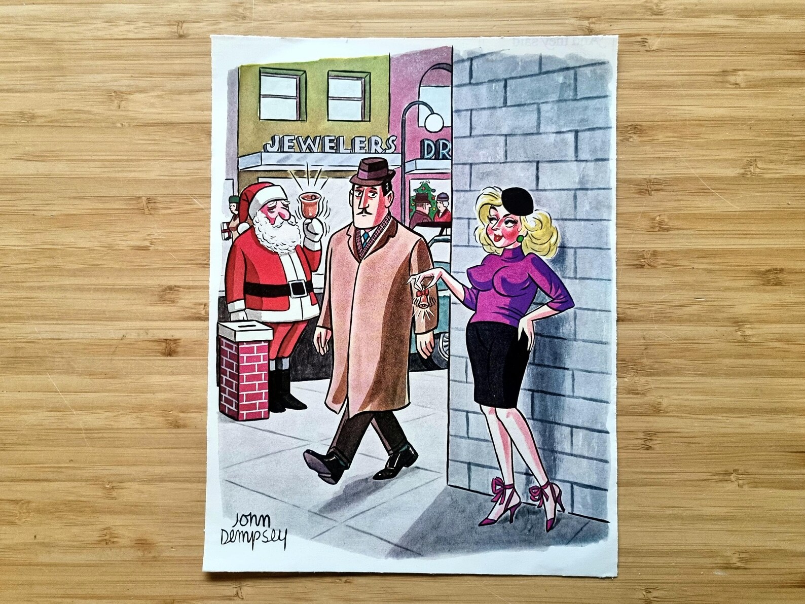 John Dempsey Christmas Cartoon, Mid Century Magazine Illustration ...