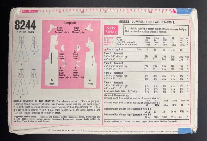 Iconic Vintage Simplicity Sewing Pattern 8244, Misses' Wide-leg ...