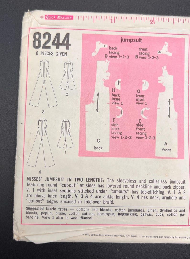 Iconic Vintage Simplicity Sewing Pattern 8244, Misses' Wide-leg ...