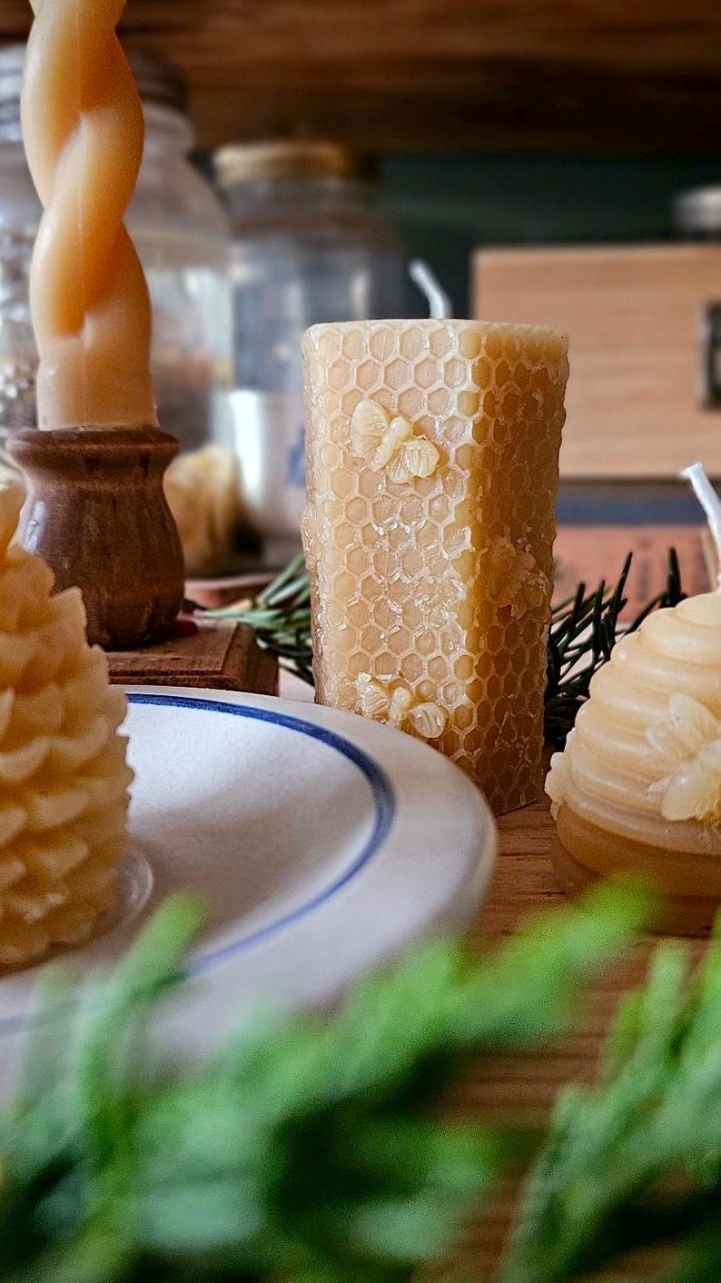 Handmade 100% Beeswax Candles - Etsy