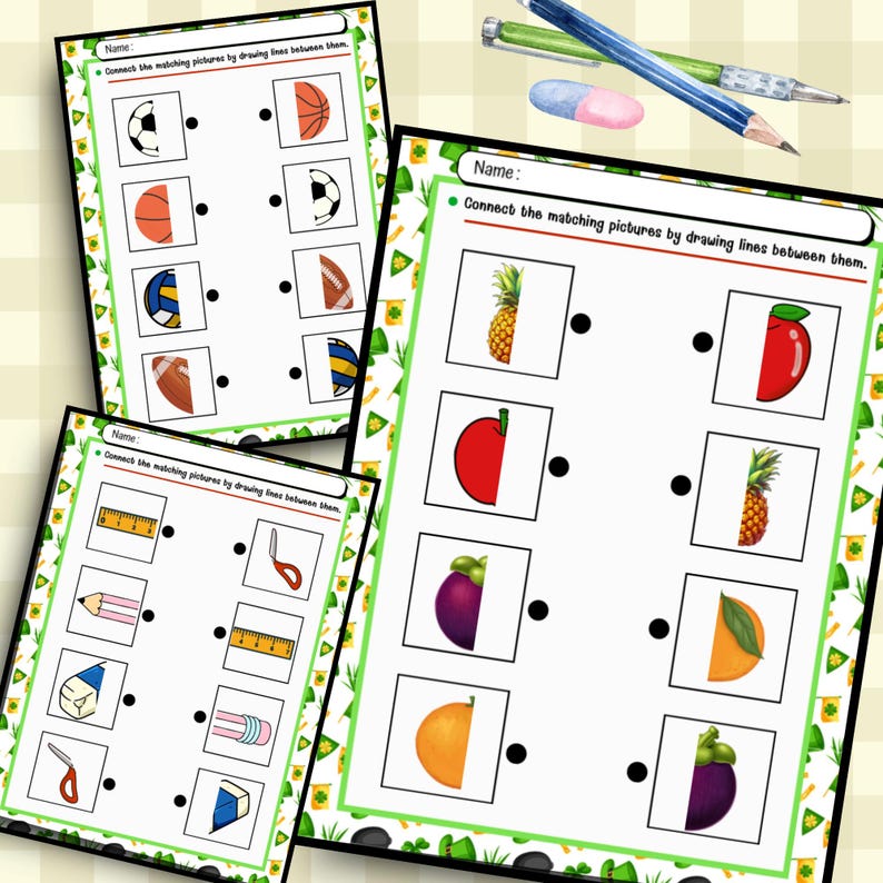 Printable Connect and Match Activity - Fun Matching Game for Kids, Fine ...