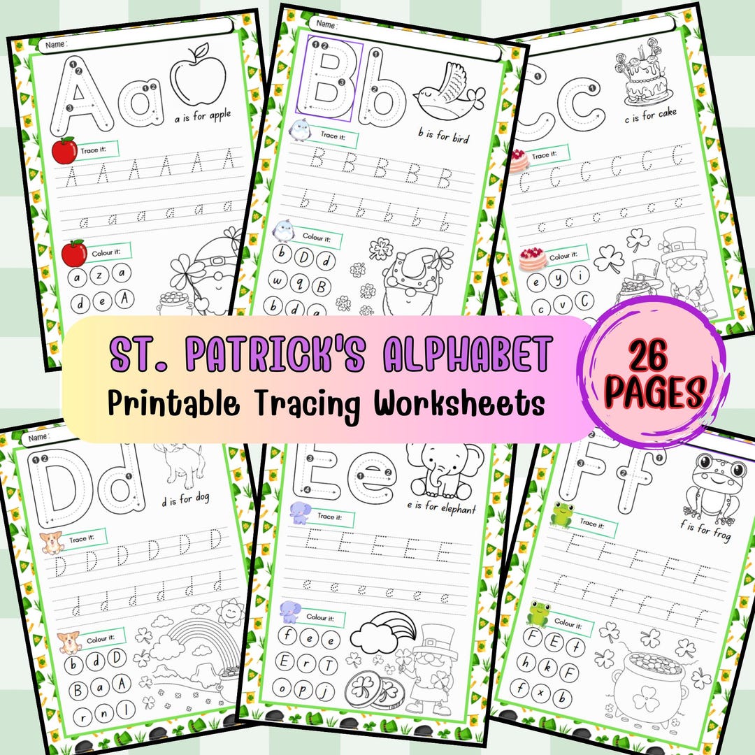 St. Patrick's Alphabet Tracing Worksheets: Letter Practice (digital ...