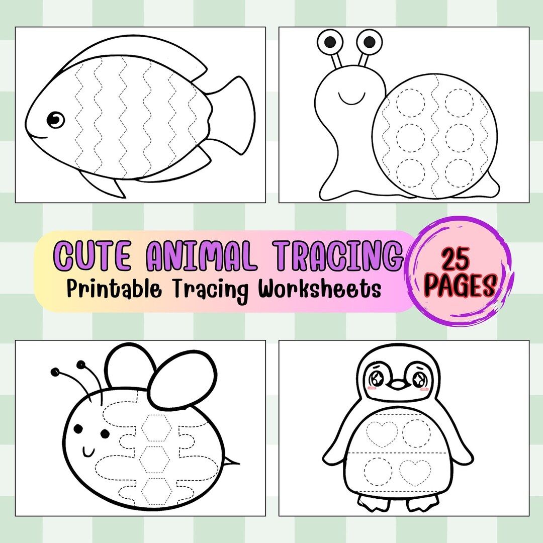 Cute Animals Tracing Worksheets, Fine Motor Skills and Pencil Control ...
