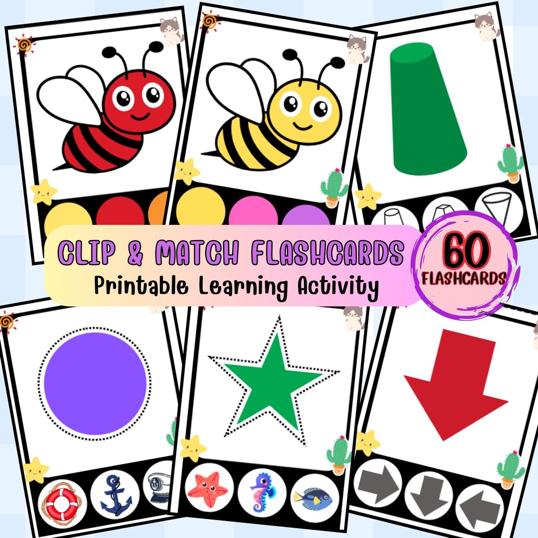 Clip and Match Flashcards – Fun Printable Matching Game for Kids, Color ...