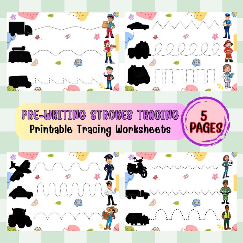 Pre-writing Strokes Tracing Worksheets, Fine Motor Skills Practice ...