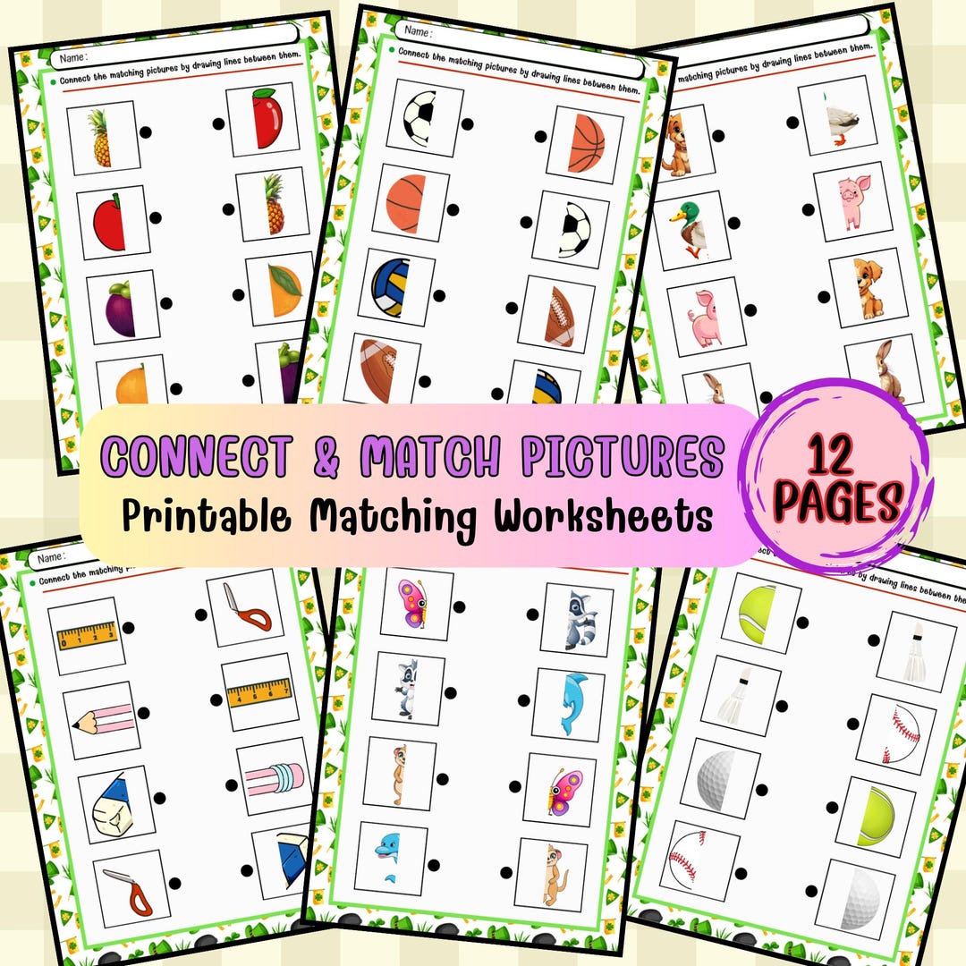 Printable Connect and Match Activity - Fun Matching Game for Kids, Fine ...