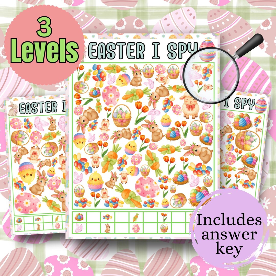 Easter I Spy Game, Printable Spring Search Find Activity (3 Difficulty ...