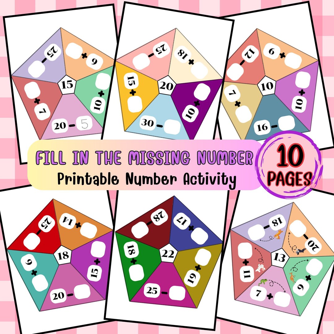 Missing Number Math Worksheets for Kids, Addition & Subtraction ...
