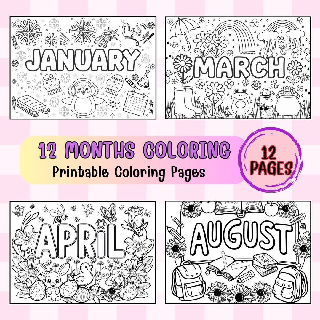12 Months of the Year Printable Coloring Pages, Fun & Educational ...
