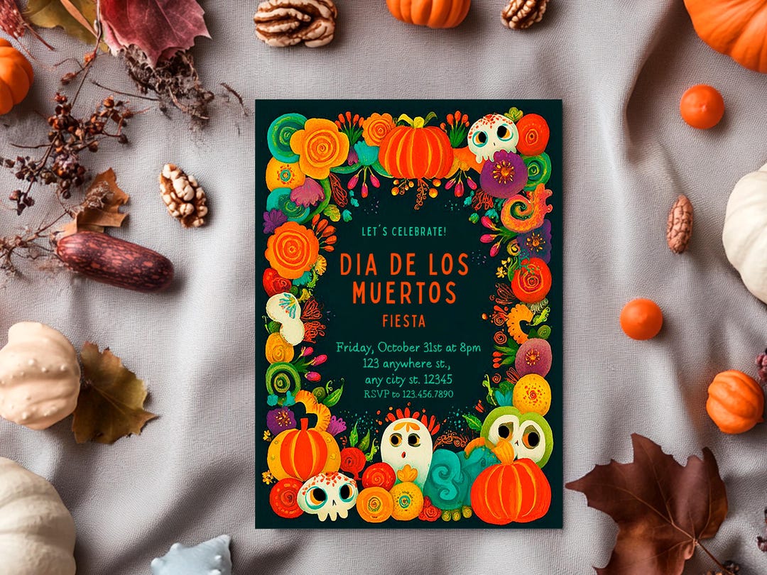 Editable Dia De Los Muertos Invitation | Halloween Canva Template ...