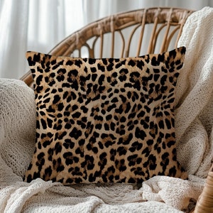 Leopard Print Throw Pillow Cover - Stylish Animal Print Cushion for ...