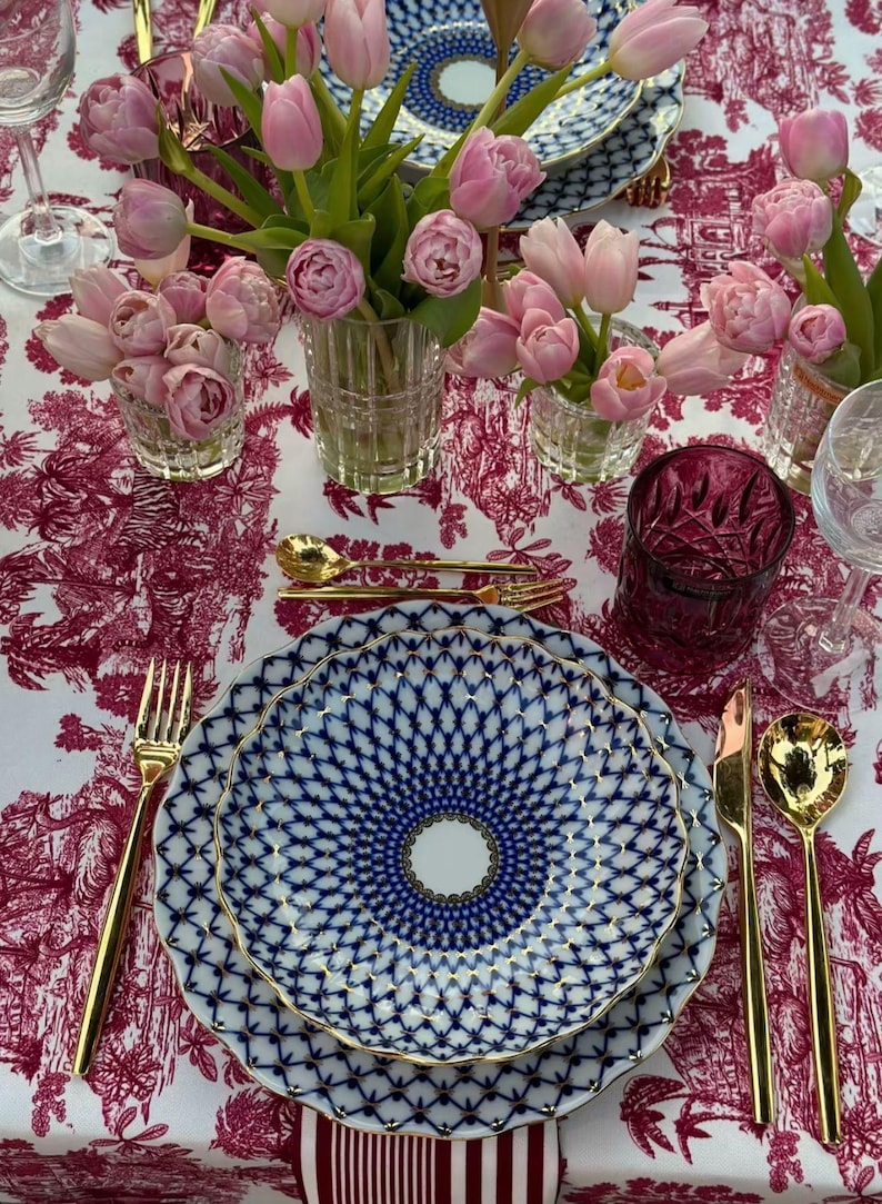 Red Toile De Jouy French Country Tablecloth – Elegant Vintage Style ...