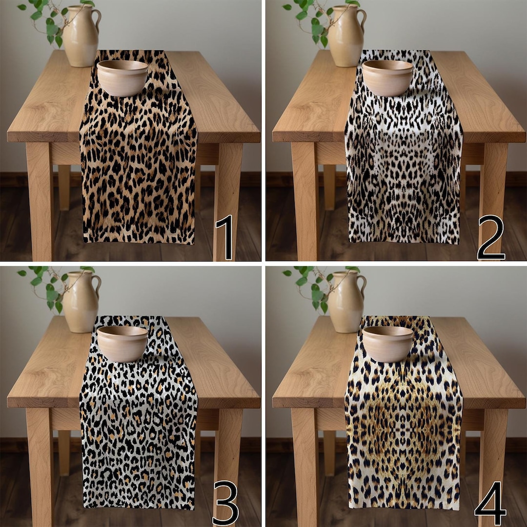 Leopard Print Table Runner, Animal Print Brown and Black, Safari Nature ...