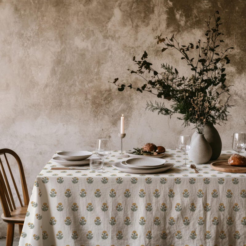 Block Print Tablecloth - Etsy