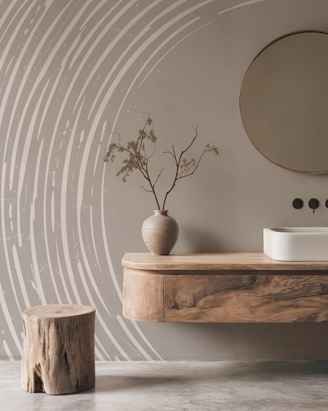 Woodland Rings — Wood-ring Mural Wallpaper, Designer Wall Covering - Etsy